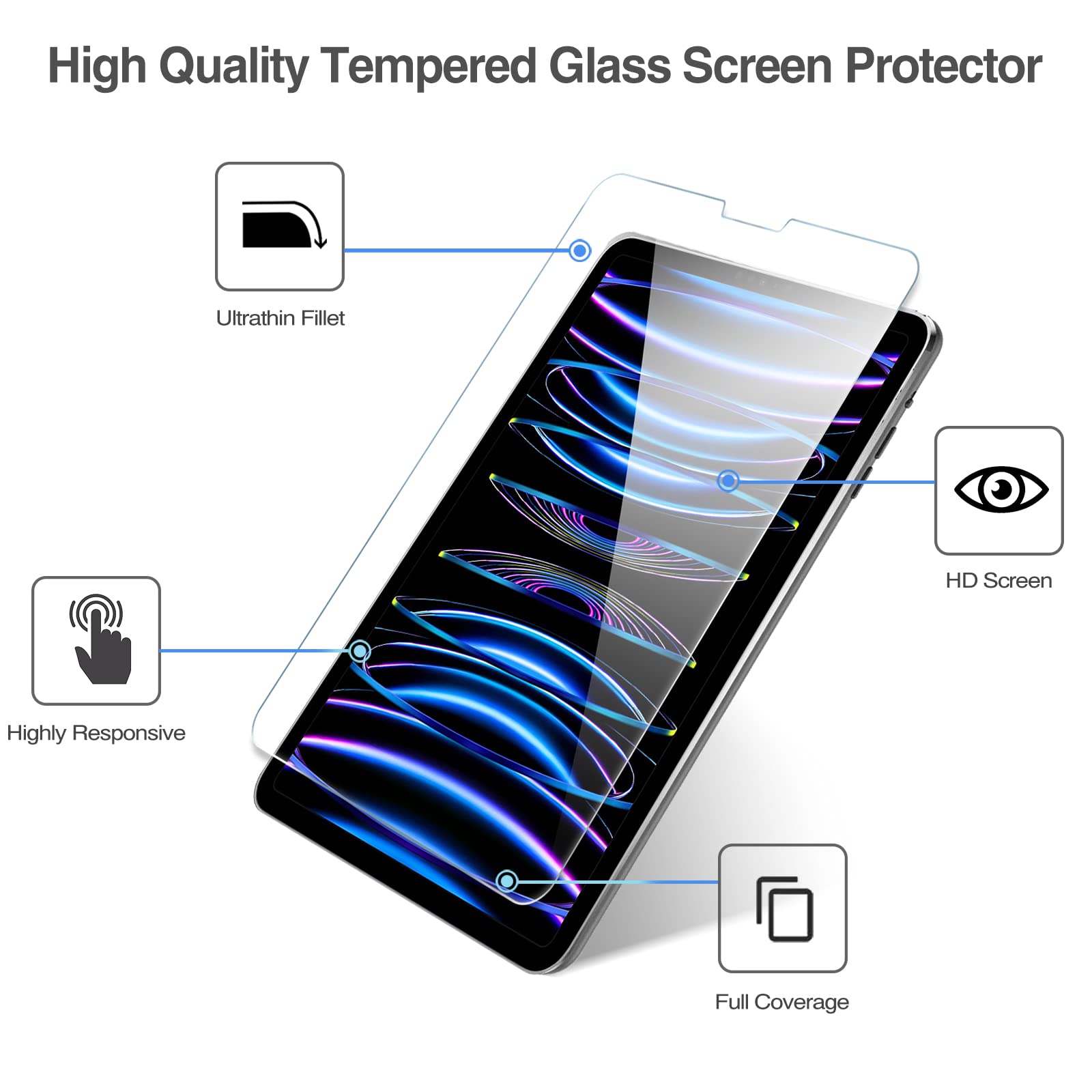 ProCase for iPad Pro 11 Inch 4 3 2 1 Gen 2022 2021 2020 2018 Screen Protector, Tempered Glass Protective Film Guard for iPad Pro 11" 4th 3rd 2nd 1st
