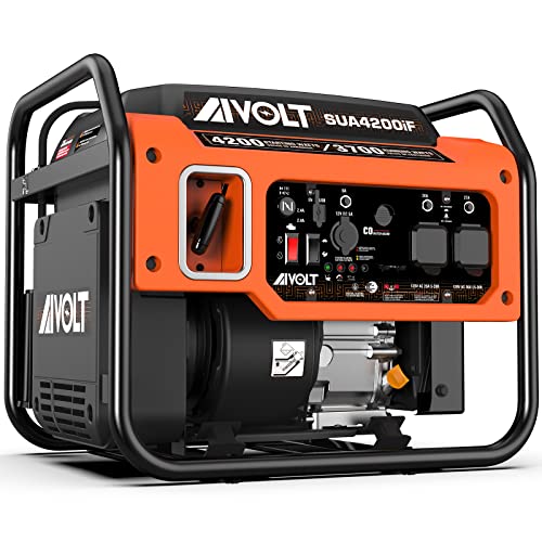 AIVOLT 4200 Watt Open Frame Quiet Inverter Generator - Gas Powered Portable Generator with CO Sensor for Home Camping RV Ready, 50 State Approved