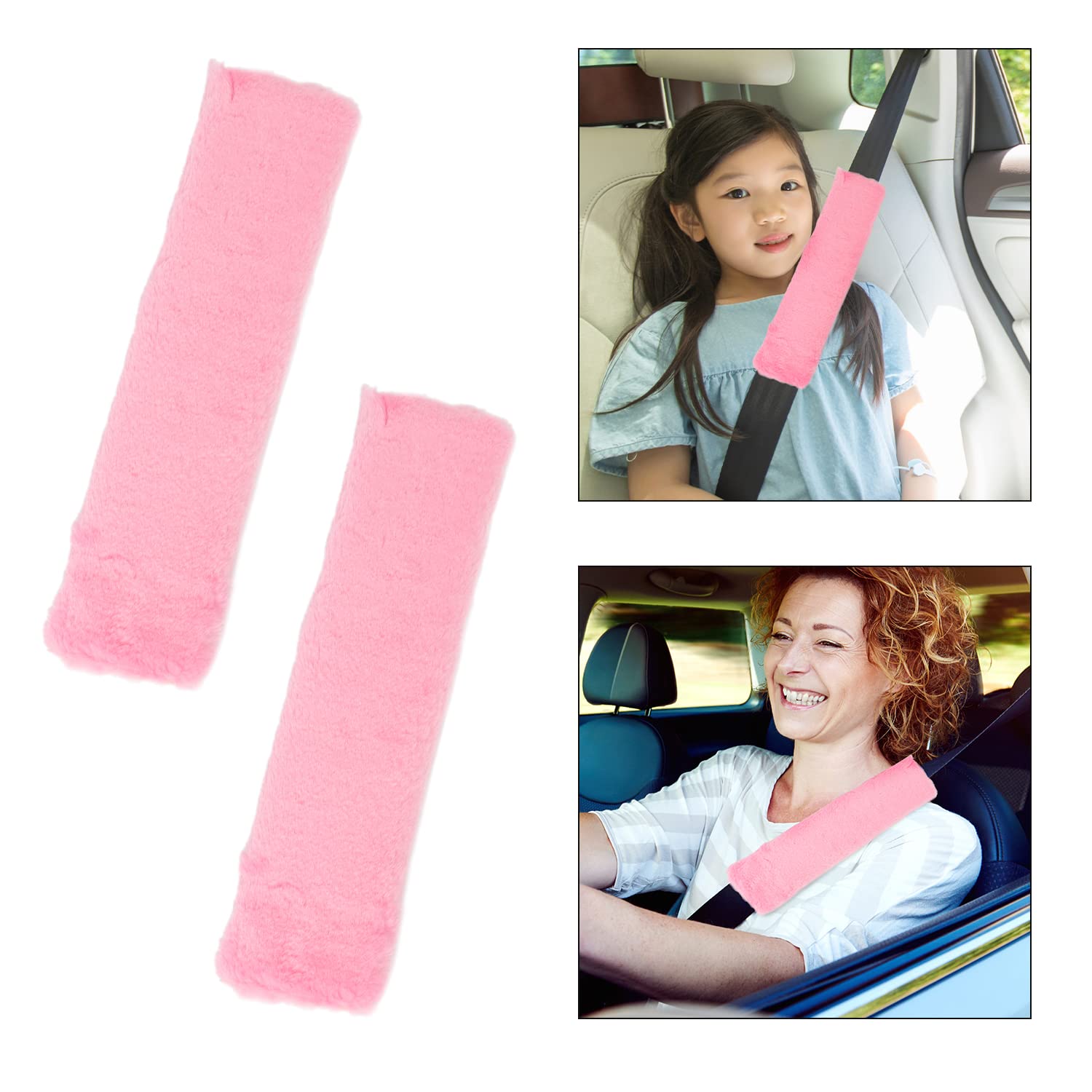 4 Pack Seat Belt Covers Universal Car Seatbelt Pads Car Seat Shoulder Strap Soft Cushion Protector Car Seats Accessories for Adults Kids Pregnancy (Pink)