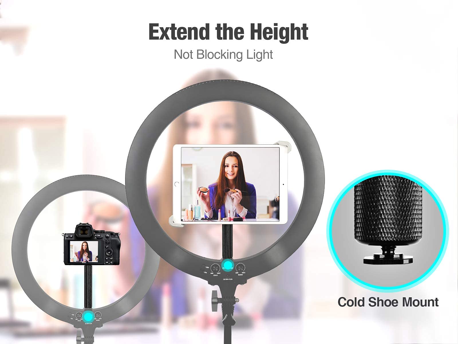 Elitehood 360 Rotatable iPad Holder, Universal Tablet Tripod Mount for 9.5-14.5' Tablets, iPad Pro, Air, & More, Compatible with 1/4'-20 Thread Tripods, Monopods, & Selfie Sticks