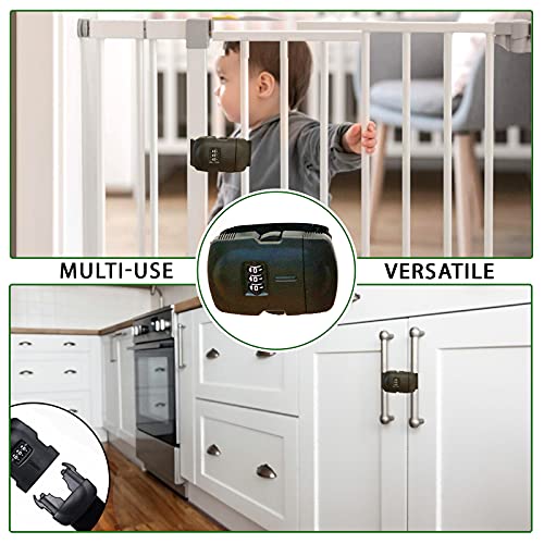 Urban August Premium Refrigerator Lock for Kids Children Toddlers Special Needs - Adjustable Fridge Cabinet Lock with Combination Code - Easy-to-Use Childproof French Door Lock - 1 Pack, Short