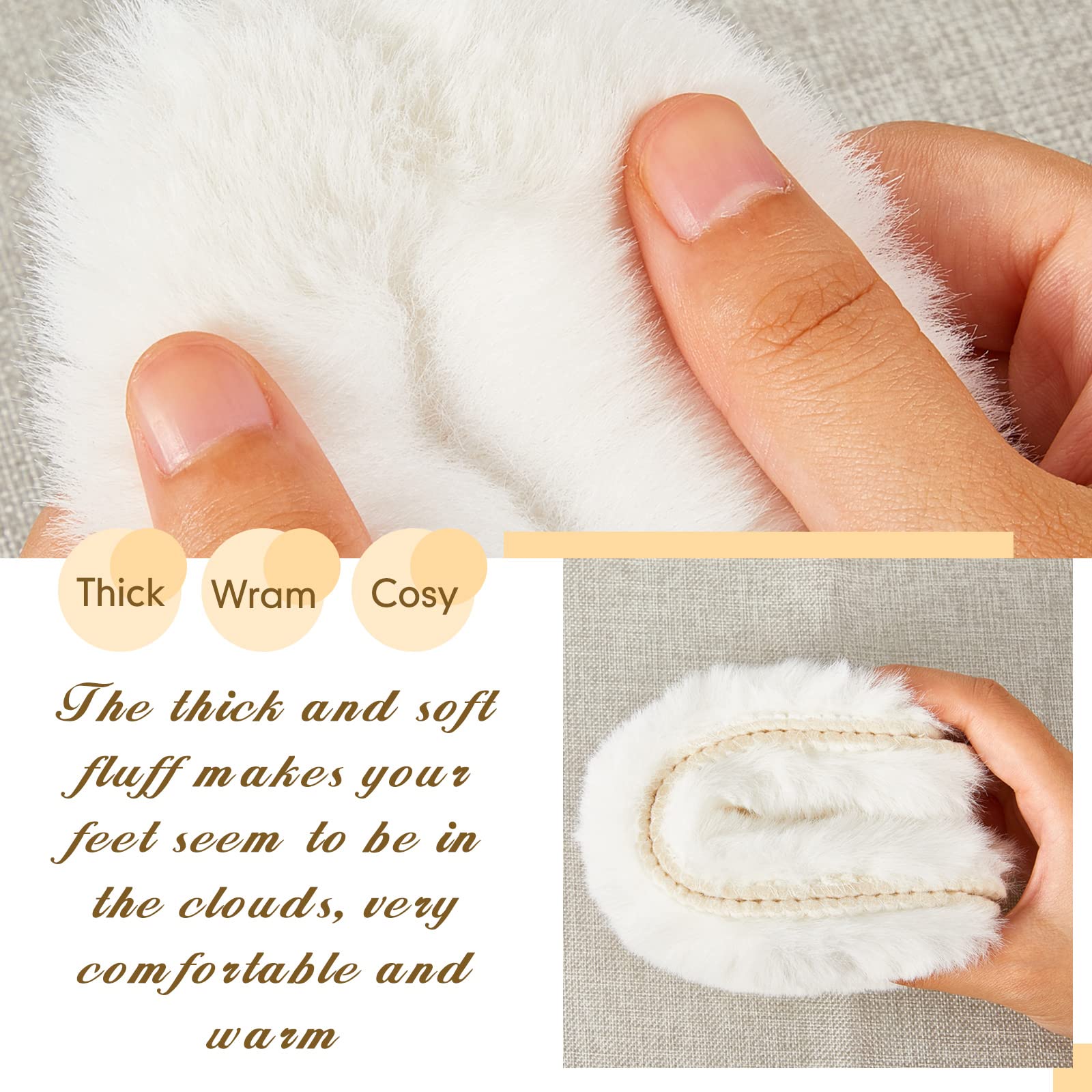 4 Pairs Women's Sheepskin Insole Winter Soft Warm Wool Insoles Thick Fuzzy Replacement Foot Inserts for Shoes Boots Slippers (Women 8 Medium US)