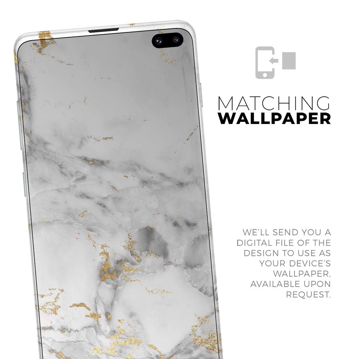 DesignSkinz Marble & Digital Gold Foil V8 Protective Vinyl Decal Wrap Skin Cover Compatible with The Samsung Galaxy S20 (Screen Trim & Back Glass Skin)