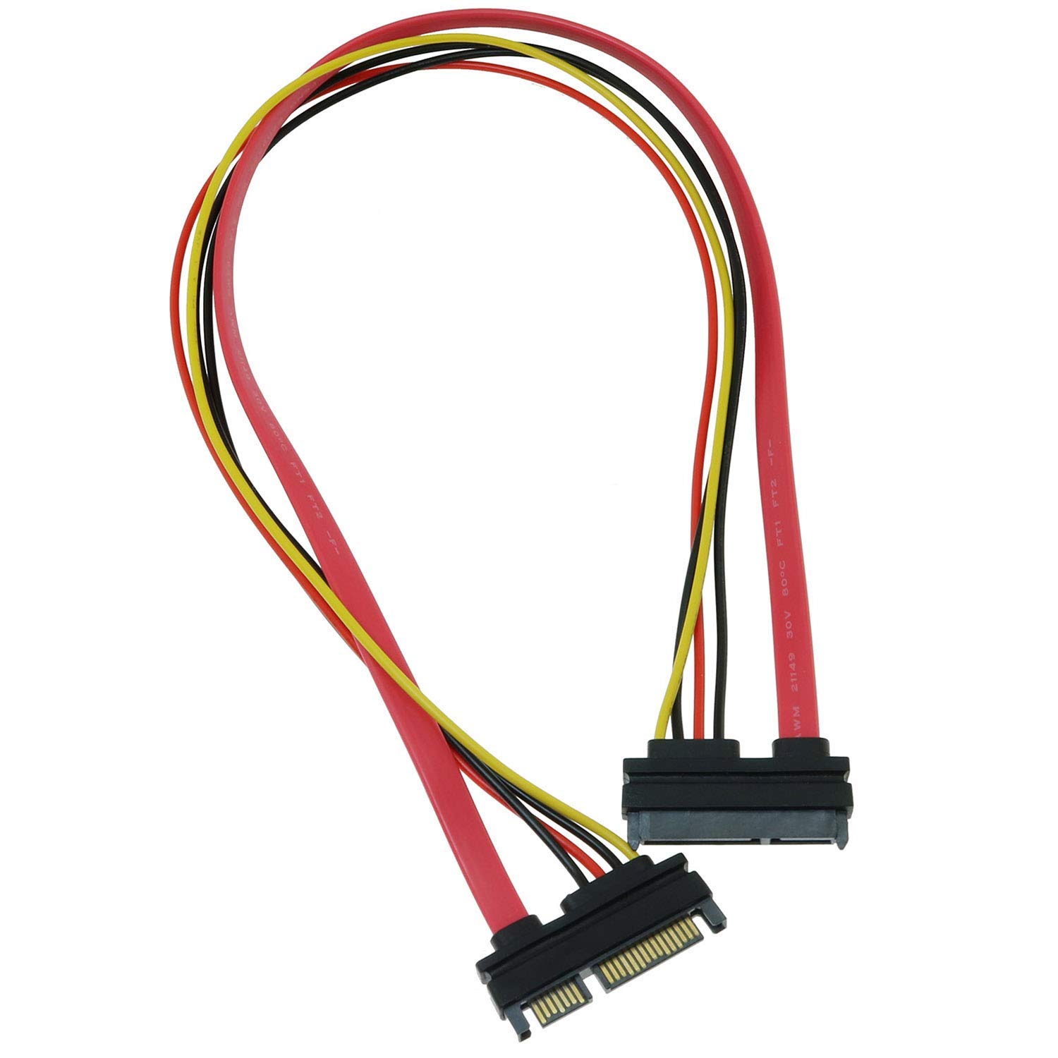 Longdex 4PCS 50cm SATA 22 Pin Female to SATA(7+15) Pin Male Data Power Combo Extension Cable