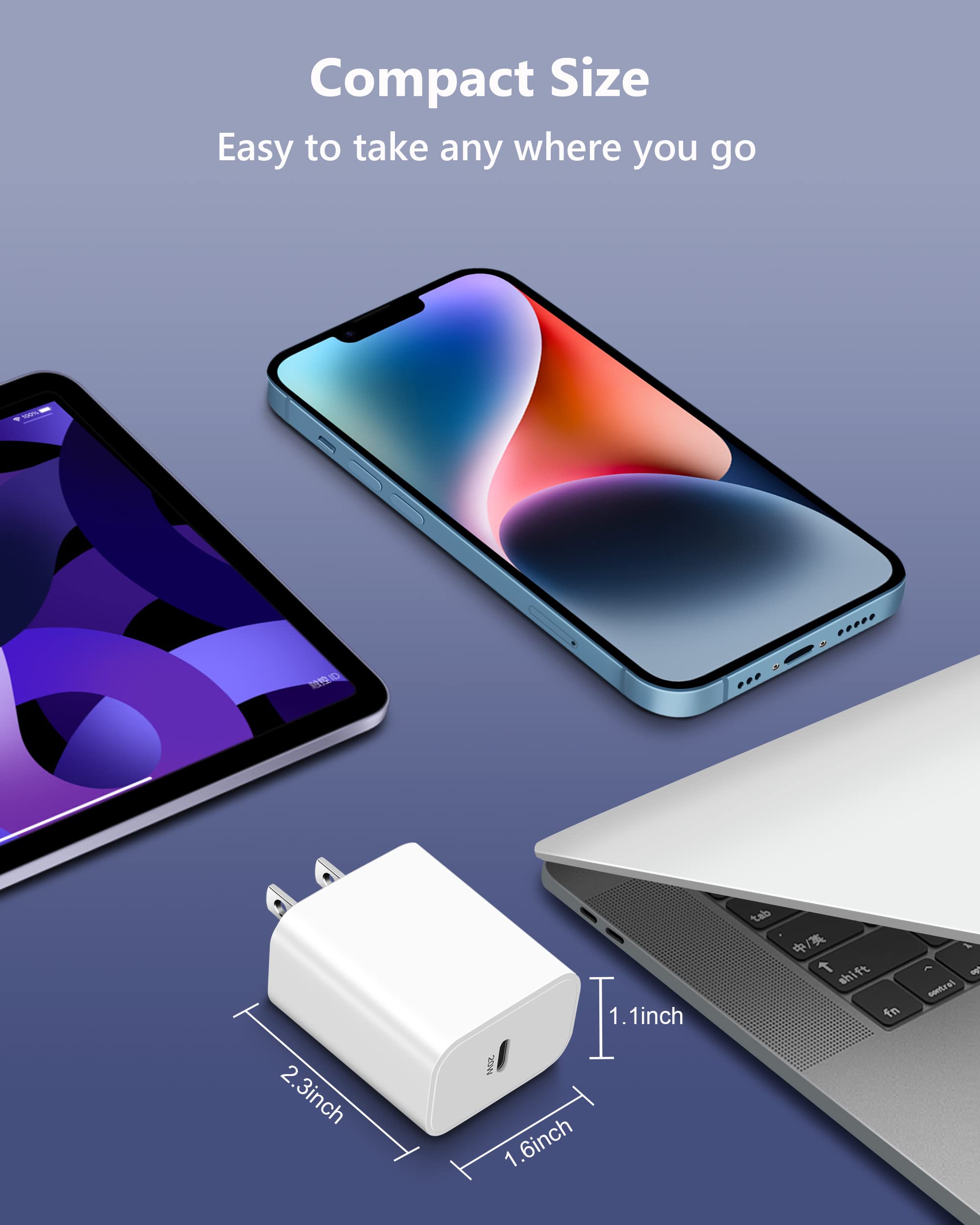 30W USB C Charger for Google Pixel 8/Pro/7/6/5/4/3/XL, iPhone 15/Pro Max/Plus, iPad Pro 11/12.9 inch, iPad Air 4th/5th, iPad 10th, PD 30-Watt Super Fast Charging USB C Block and 6FT USB-C Cable Cord