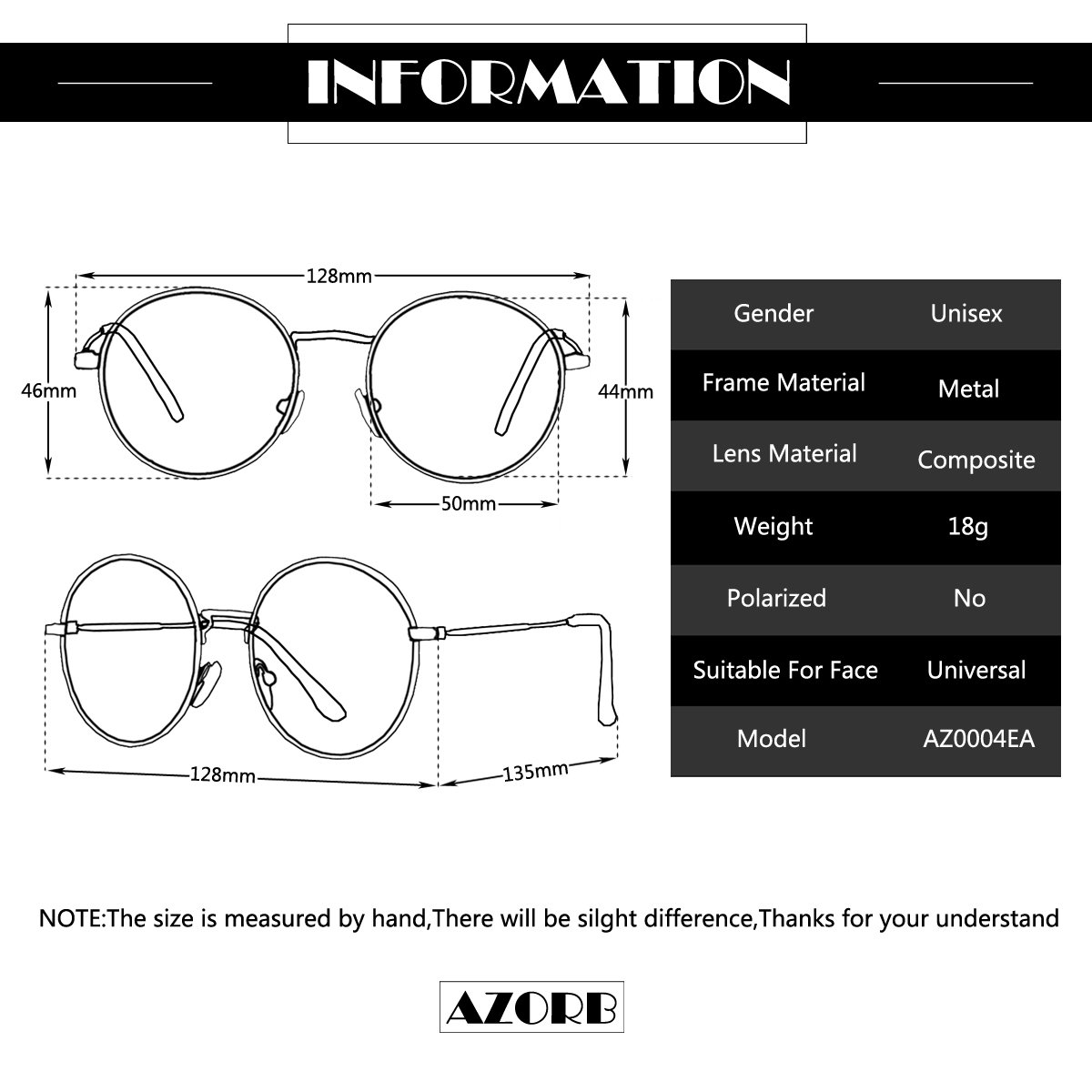 AZorb Round Clear Lens Glasses Classic Metal Frame Non-Prescription Eyeglasses for Women Men(gold)