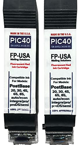 FP PostBase PIC40 High Capacity Fluorescent Red Ink Cartridge Set Franco Postalia