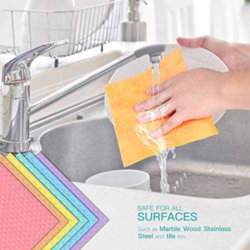 Jekayla Swedish Dishcloth Cellulose Sponge Cloths,Eco-Friendly Reusable Cleaning Cloths for Kitchen, 12 Pack of Absorbent Dish Washing Paper Towel (Multi)