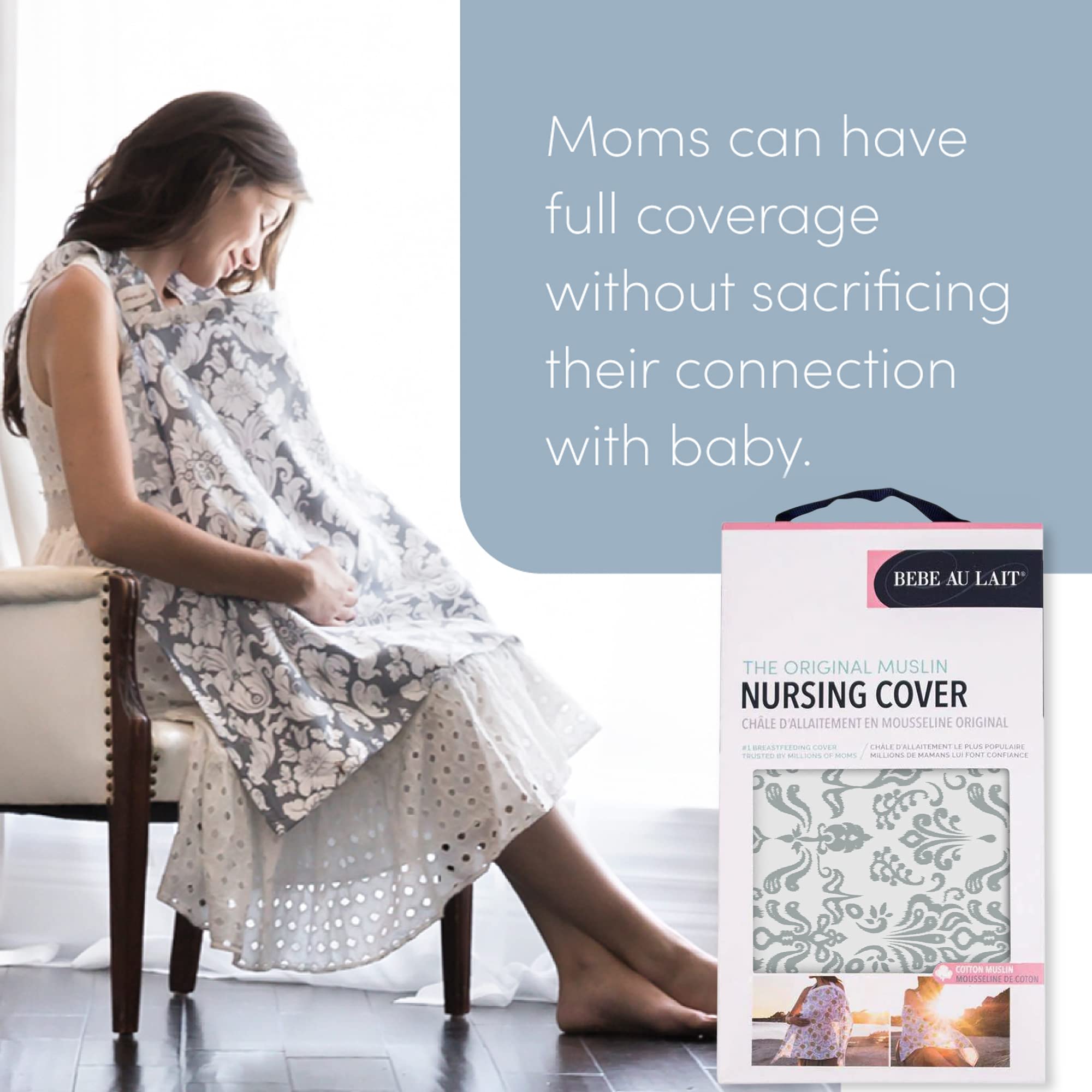 Bebe au Lait Nursing Cover, Apron, Shawl, Privacy Covers for Breast Feeding & Pumping, Breastfeeding Cover for Mom, Soft, & Breathable Muslin Cotton, Full Coverage, One Size Fits All - Atherton