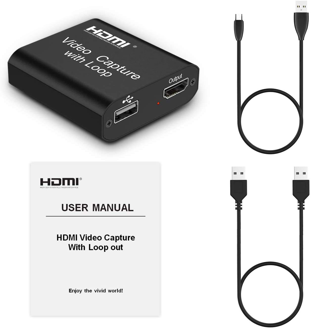 Rybozen Video Capture Cards with Loop Out, 1080P 60FPS USB 2.0 HDMI Capture Live Streaming, HDMI Capture for PS4, Nintendo Switch, Xbox One&Xbox 360