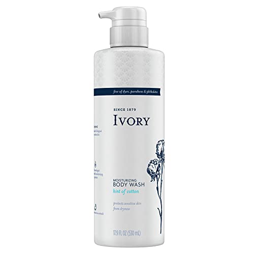 Ivory Moisturizing Body Wash Hint of Cotton, 17.9 Fl oz