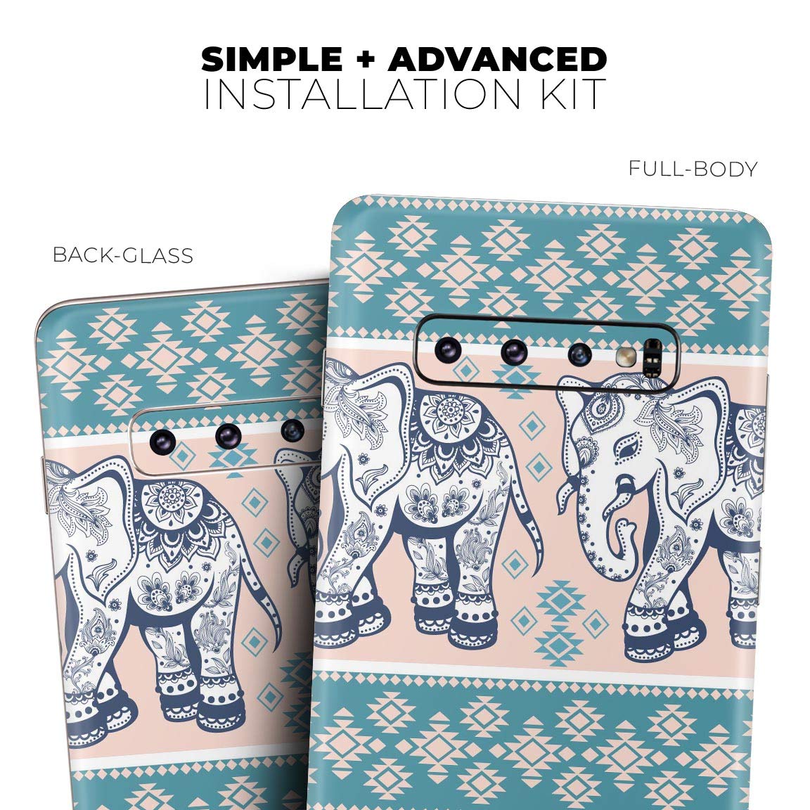 DesignSkinz Walking Sacred Elephant Pattern V2 Protective Vinyl Decal Wrap Skin Cover Compatible with The Samsung Galaxy S20 (Screen Trim & Back Glass Skin)