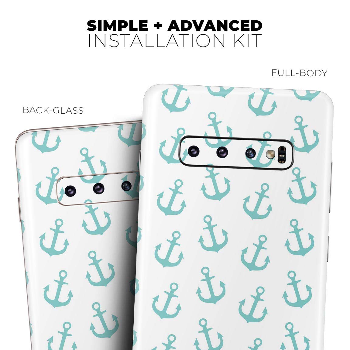 DesignSkinz Teal Micro Anchors Protective Vinyl Decal Wrap Skin Cover Compatible with The Samsung Galaxy S20 (Screen Trim & Back Glass Skin)