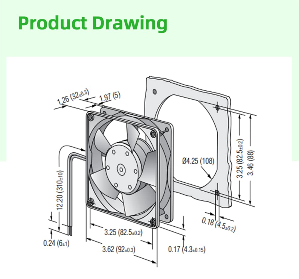 for ebmpapst 3312U 92x92x32mm DC 12V 0.2A IP68 Waterproof Axial Fan