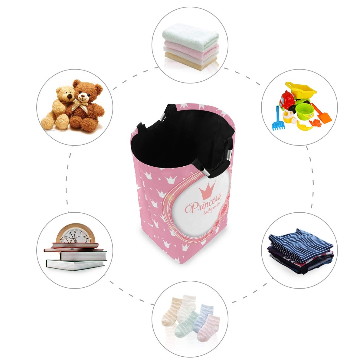 Laundry Hamper Bucket Collapses Laundry Basket Princess Crown Washing Bin for Home Organizer Nursery Storage Baby Hamper Kids Room