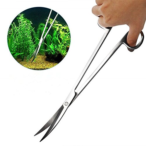 FEITA Aquarium Tweezer Set Long Stainless Steel Curved & Straight Aquarium Feeding Tweezers Scissors Maintenance Tools Kit (3 Pcs)