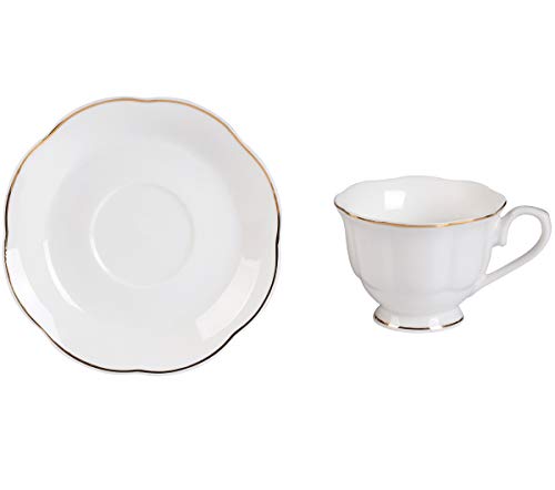 GUANGYANG GY 12 Pieces (Tiny Style) Mini Porcelain Espresso Cups with Saucers - 2.5 Ounces Coffee Cup and Saucer set of 6, 80cc,White
