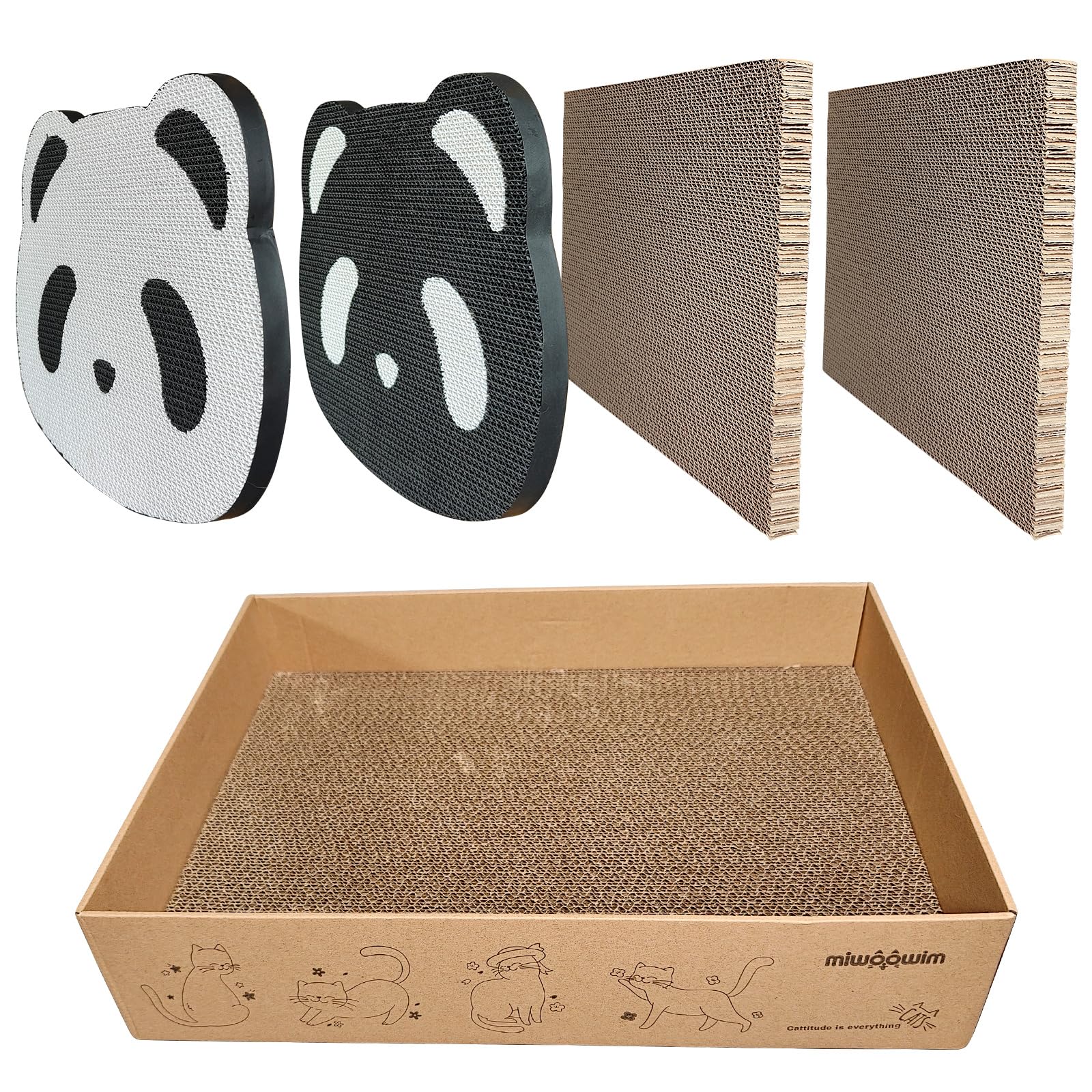 4 Packs in 1 Cat Scratcher Wall Mounted,2 PCS Cute Cat Scratch Pad with Box for Cats Nail File,Couch Protector Scratching Posts for Indoor Cats Adults Cat