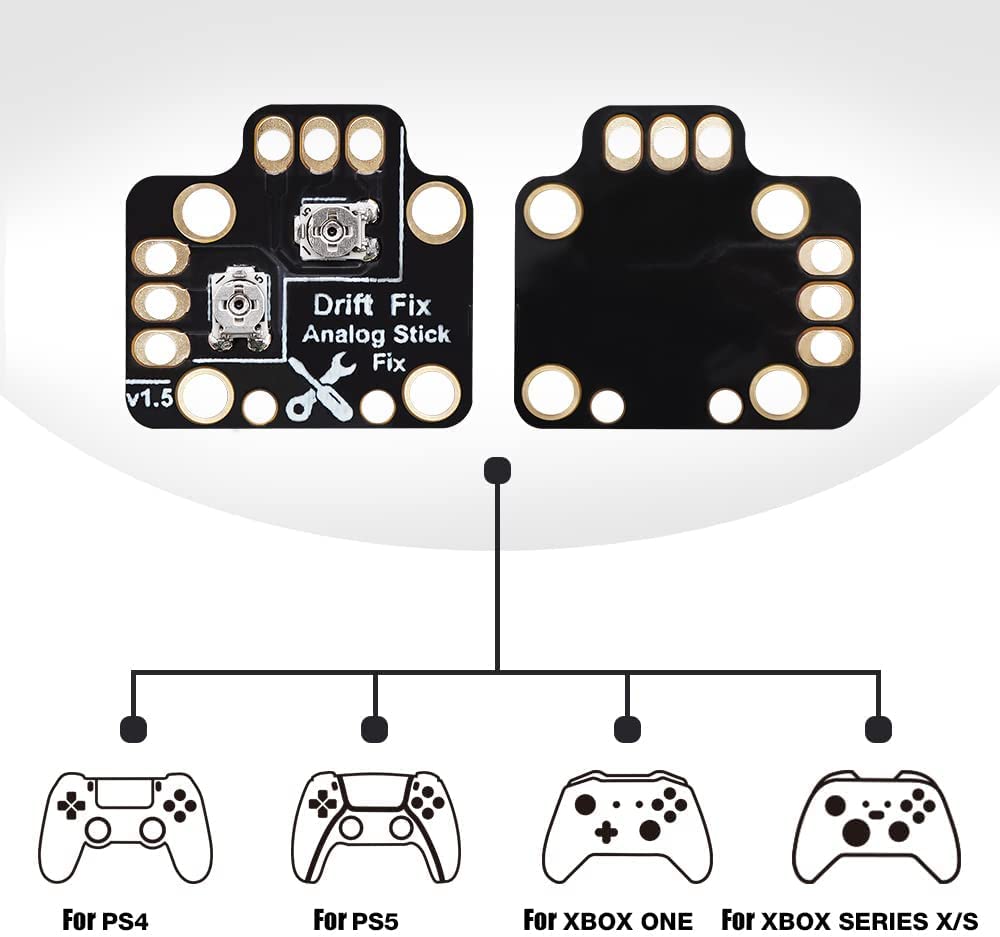 2pcs Analog Stick Drift Fix Mod Controller Board for PS5 PS4 Xbox One Switch Pro Gamepad Handle Game Joystick Drift Repair Board Replacement (2pcs Black)