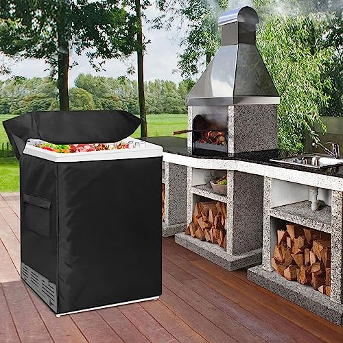 AKEfit Chest Freezer Cover Deep Freezer Covers For Outside 5.0 Cubic Feet Freezer Waterproof Top 3 Sides Zipper Can Be Opened (27 "L x 22 "W x 33 "H)Black