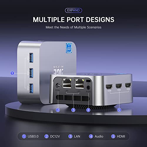 ACEMAGICIAN Mini PC Computer Win 11Pro, Intel 12th Gen N95 (up to 3.4GHz) 16GB LPDDR5 512GB M.2 SSD Desktop Computers, Micro PC Support 4K UHD, Dual Gigabit Ethernet,3 HDMI,2.4G/5G WiFi, BT4.2