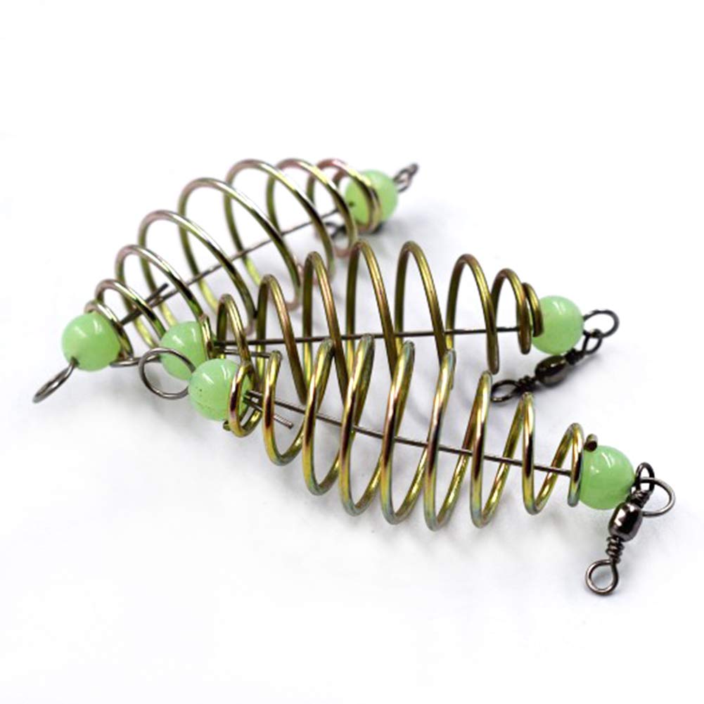 5PCS Inline Method Feeders, Luminous Carp Fishing Feeder Coil Inline Method Fishing Tackle Bait Thrower in-line Method Lures Cage Basket Baits