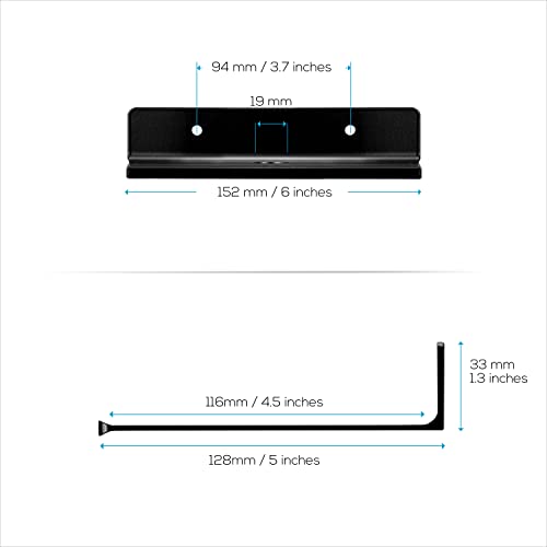 BRAINWAVZ 2-Pack 6" Floating Metal Wall Shelf for Books, Organizer, Speakers, Plants, Cameras, Books, Decor Display, Storage, Routers & More Wide Universal Holder Shelf (Black)