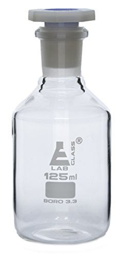 EISCO 125mL (4.2oz) Glass Reagent Bottle with Acid Proof Polypropylene Stopper, Borosilicate 3.3 Glass Labs
