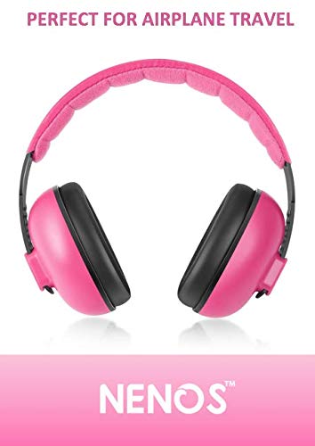 NENOS Baby Ear Protection Earmuffs for Babies Toddler Noise Cancelling Ages 3-24 Months (Pink)