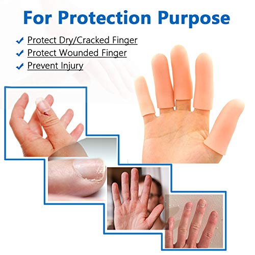 JKcare Large Finger Cots, 10 Pack Silicone Finger Sleeves Support for Trigger Finger & Arthritis - Finger Covers Protector for Cracked Finger, Corn & Callus Pain Relief