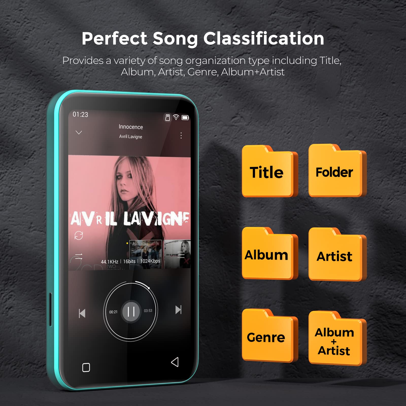 72GB WiFi Mp3 Player with Bluetooth, TIMMKOO 4.0" Touch Screen Mp4 Player, HiFi Sound Digital Music Player with FM Radio,Recorder, Browser (Blue)