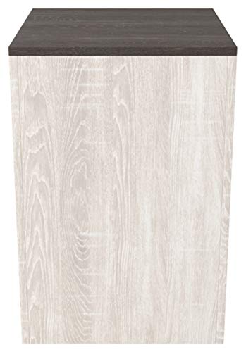 Signature Design by Ashley Dorrinson Modern Farmhouse Filing Cabinet with 2 Drawers, Whitewash & Brown