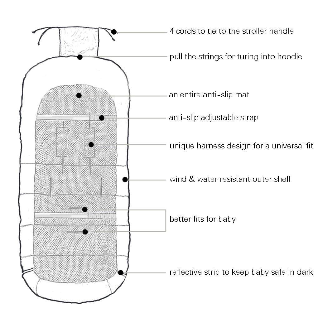 CozyMe Universal Winter Stroller Footmuff,Waterproof Toddler Travel Gear Sleeping Bag, Anti-Slip,Length Extendable,Multifunction Use Bunting Bag for 6-36M,Red