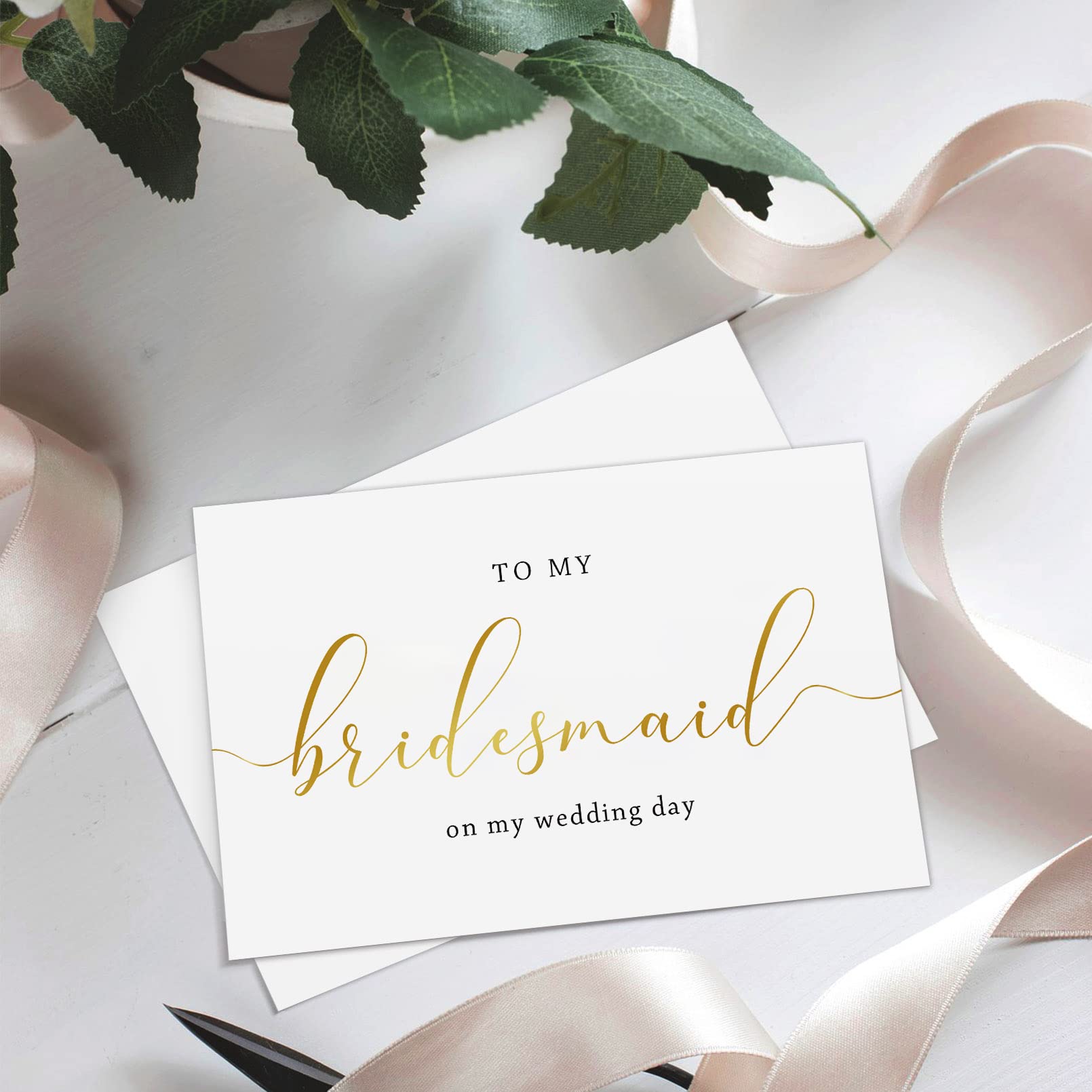 Spercy Wedding Bridesmaid Thank You Card, Blank Inside, 8" x 5.3"