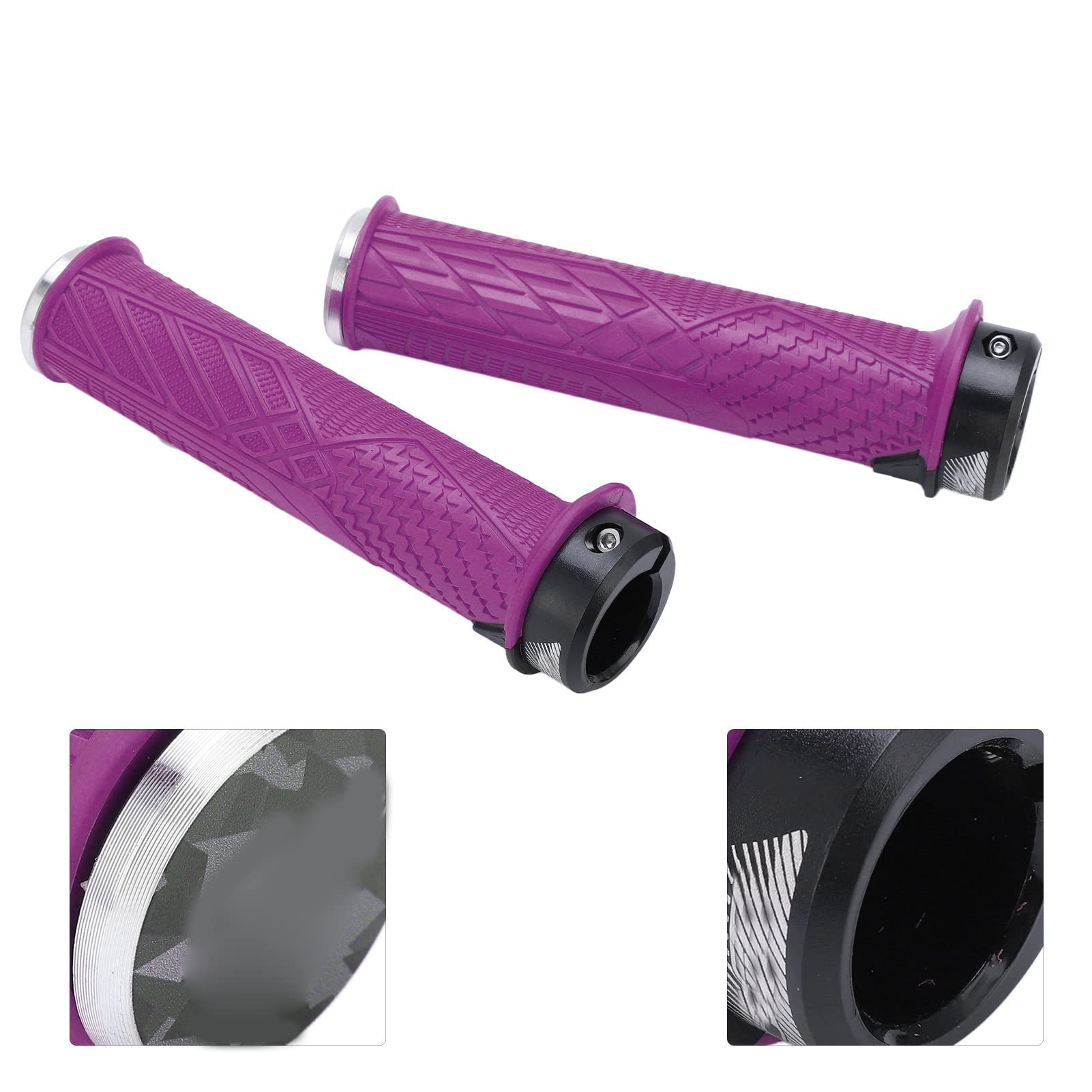 2PCS Bike Handle Grips TPR Rubber Ergonomic Lightweight Bike Lock Grip Replacement Parts Cycling Accessory (Purple)