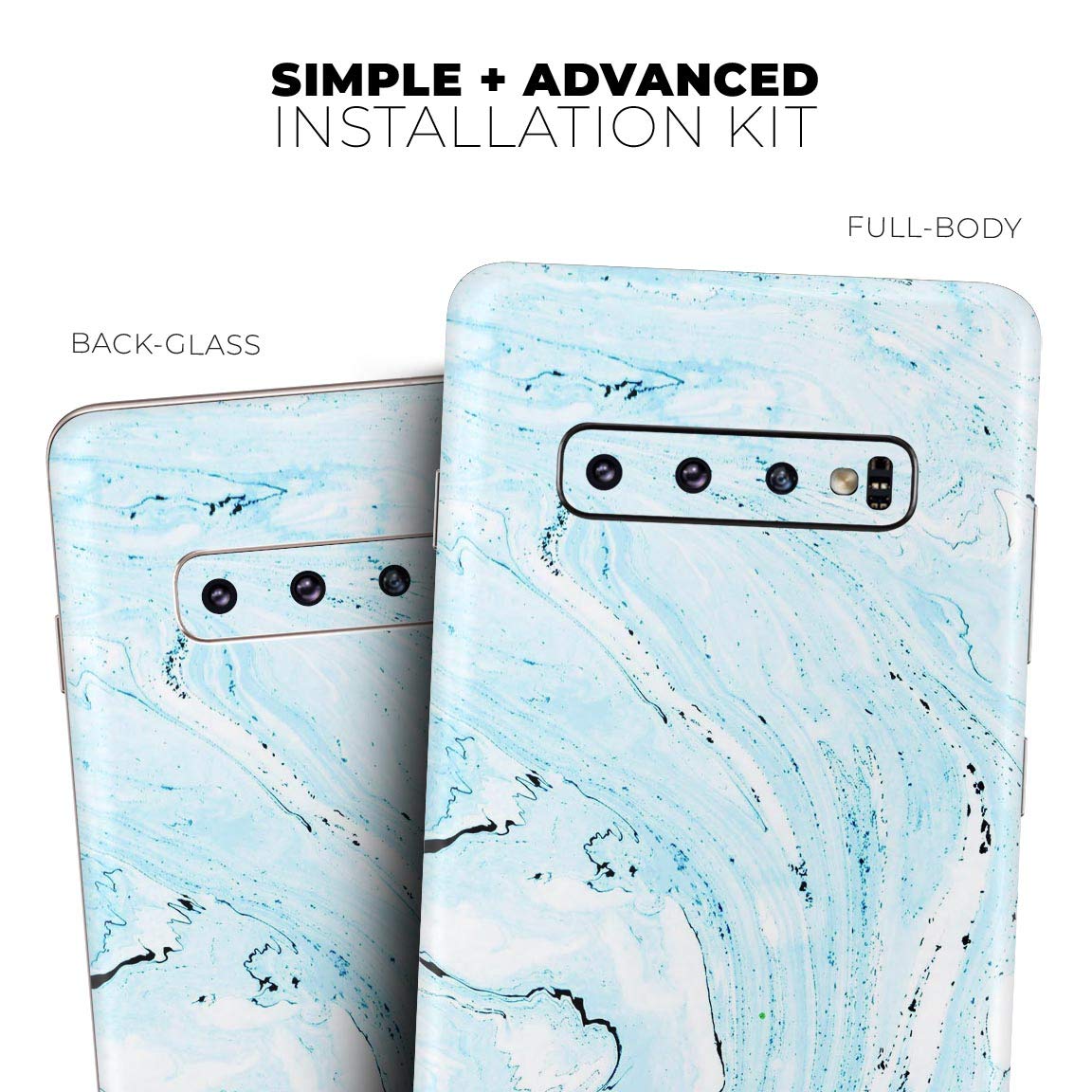 DesignSkinz Ocean Blue Textured Marble Protective Vinyl Decal Wrap Skin Cover Compatible with The Samsung Galaxy S20 (Screen Trim & Back Glass Skin)