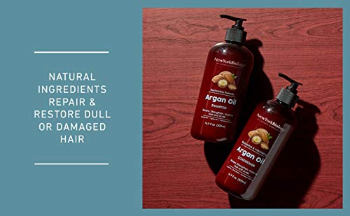 New York Biology Moroccan Argan Oil Conditioner - All Natural - Moisturizing and Volumizing Professional Series Restorative Formula - Infused with Keratin and Sulfate Free - 16.9 fl Oz