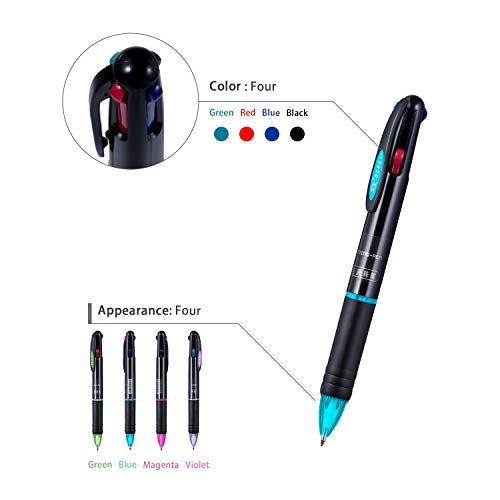 favide 20 Pack 0.7mm 4-in-1 Multicolor Ballpoint Pen,4-Color Retractable Ballpoint Pens for Office School Supplies Students Children Gift