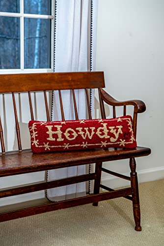 Chandler 4 Corners Artist-Designed Howdy Hand-Hooked Wool Decorative Throw Pillow (8” x 24”) Cowboy-Themed Pillow for Couches & Beds - Easy Care, Low Maintenance - Country Western Decor for Homes