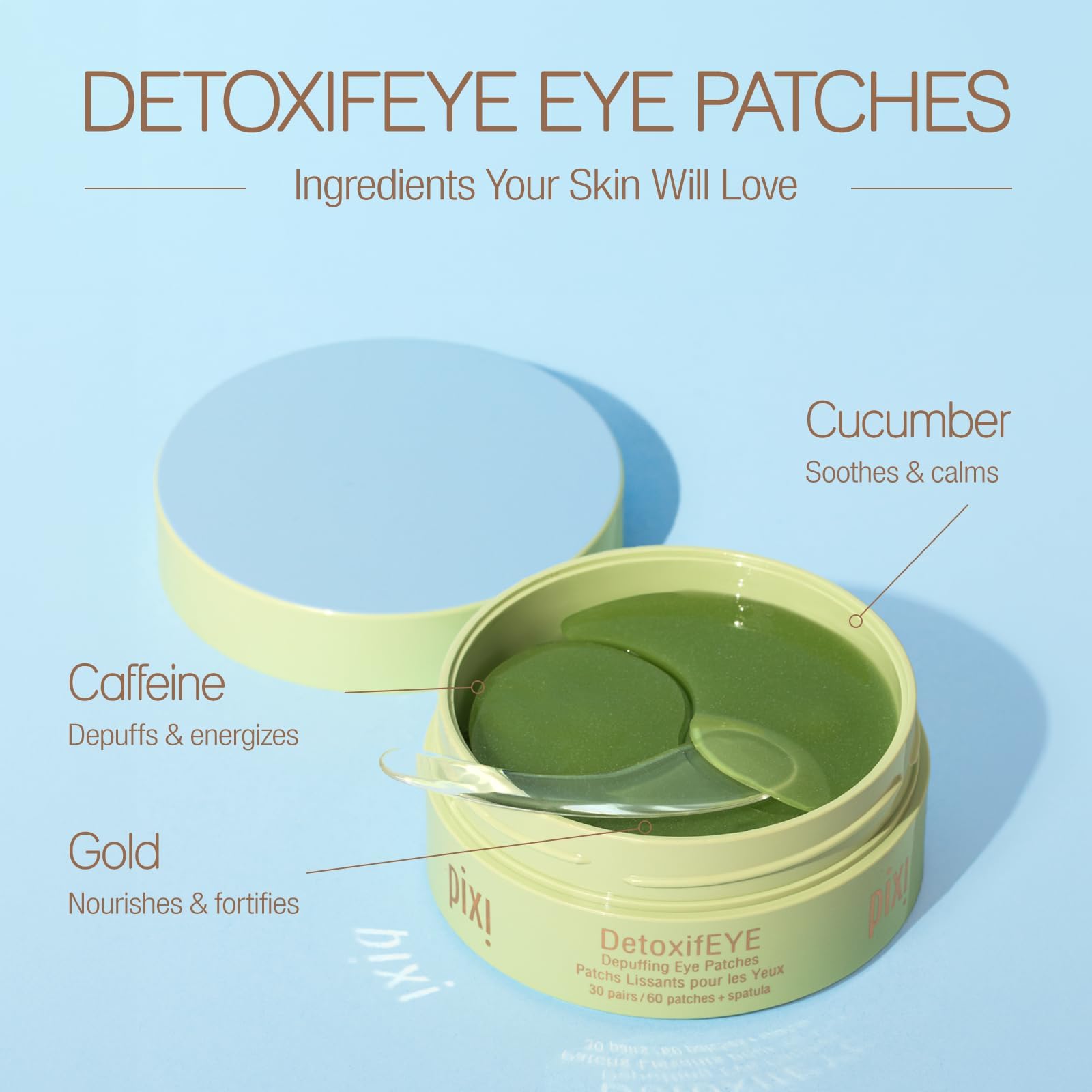 Pixi DetoxifEYE Beauty Hydrogel Under-Eye Patches, 30 Pairs, 60 Patches
