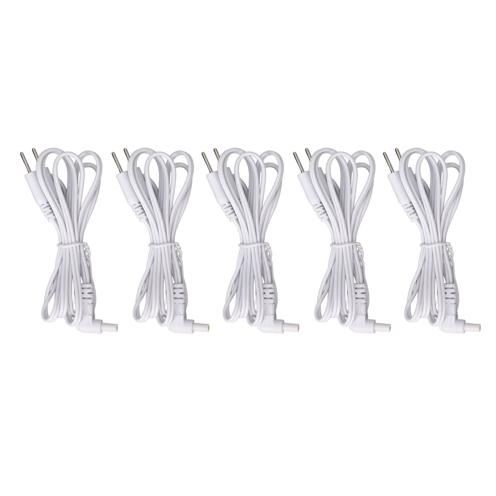 5pcs TENS Wires Replacement Electrode Wires 2.35mm 2 Pin Connector Electrodes Wire for TENS Massager White