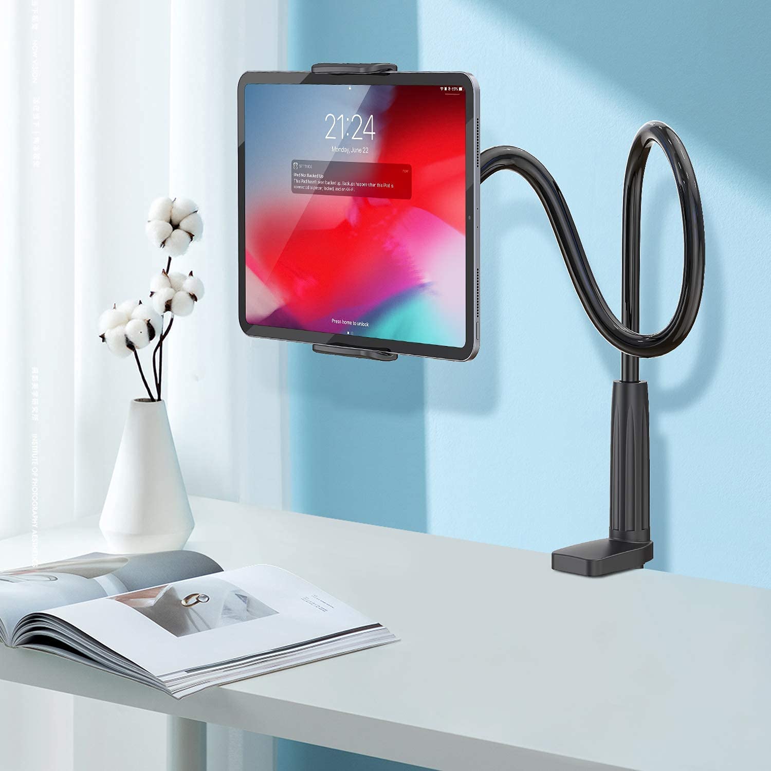 WixGear Tablet Holder Mount, Gooseneck Tablet Holder, Tablet Holder for Table Top, Holder for Bed Couch Stand, Compatible with iPads, Samsung Galaxy Tablets, Amazon Fire HD and More