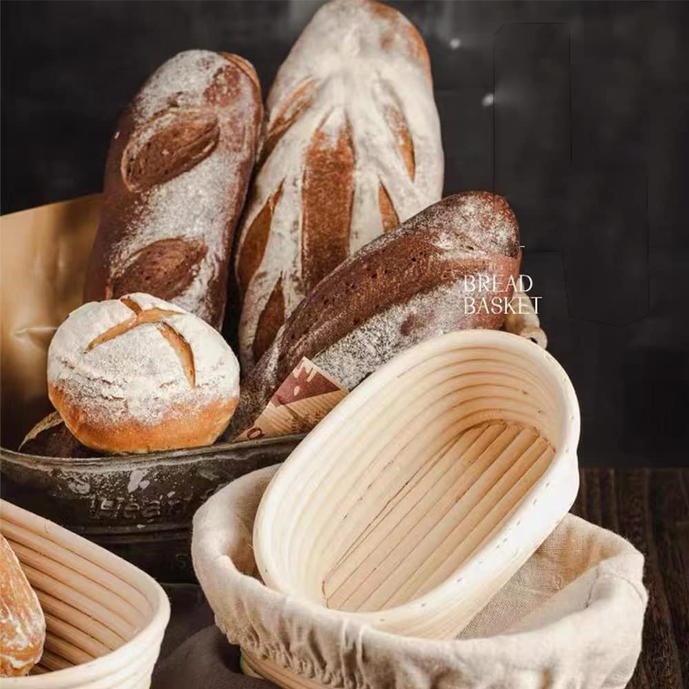9.4'' Round Bread Banneton Proofing Basket with Linen Liner for Sourdough Proofing,Perfect Handmade Rattan Bowl for Making Beautiful Bread