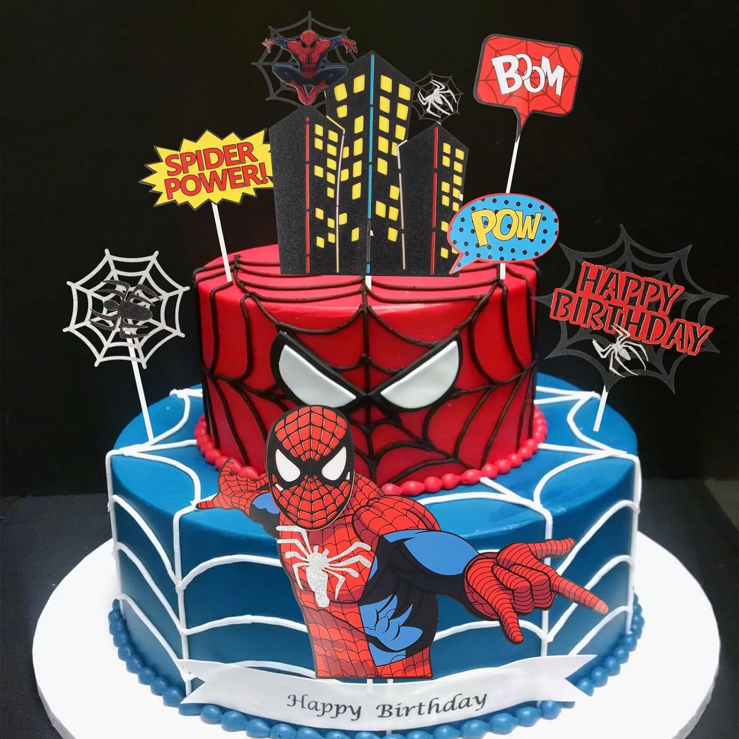 7 Pcs Red Spider Cake Topper Cupcake Toppers Cake Decorations Birthday Party Supplies Toppers for Children
