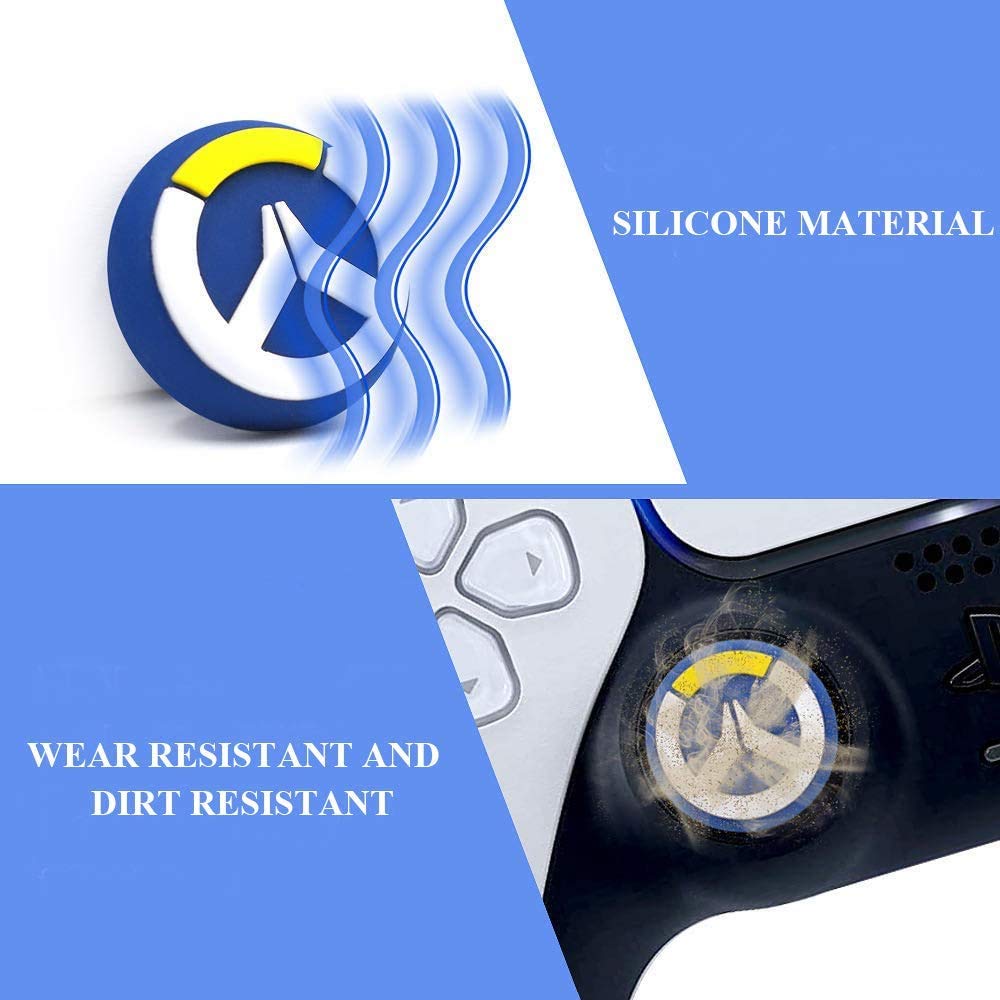 2Pcs Analog Thumb Grip Stick Cover, Dualsense Wireless Controllers Game Remote Joystick Cap, Fantastic Non-Slip Silicone Handle Protection Cover for PS5/PS4/Xbox one/360/NS PRO (Overwatch)