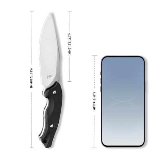 Kizer Magara Fixed Blade Knife, 4.77 In D2 Steel Blade Hunting Knife, Black G10 Handle Pocket Knife, Fixed Blade EDC Knife, 1055A1