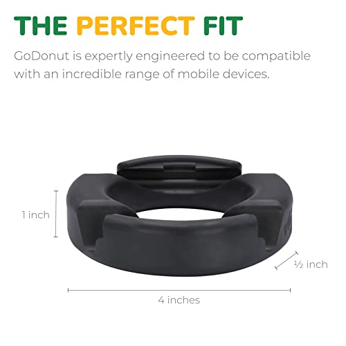 GoDonut Original Phone Stand - Portable Mount Accessory for Travel, Nightstand or Desk- Compatible with Tablet, iPhone & Most Smartphones β Black