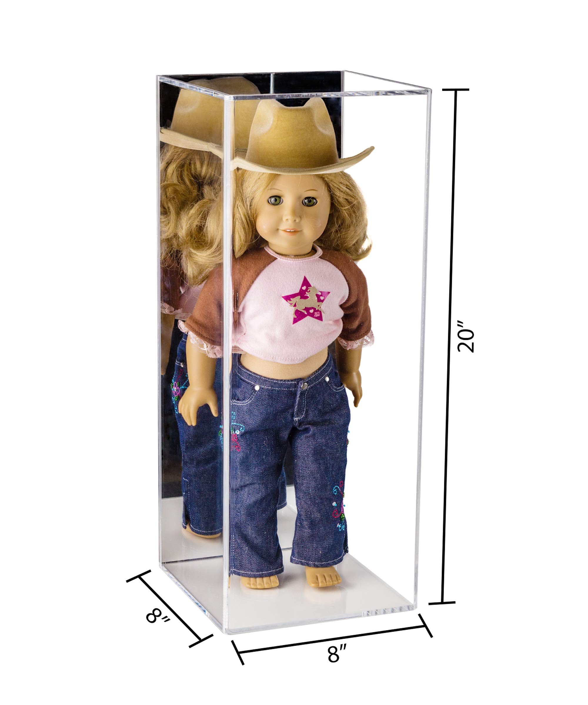Better Display Cases Clear Acrylic Table Top Figurine Display Case with Mirror for Doll Bobblehead Action Figure or Collectible Toy Figure (A085-MB)