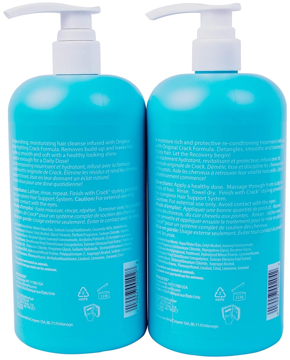 CRACK HAIR FIX - Crack Clean & Soaper Shampoo & In Treatment Conditioner 33.8 Oz Pump Included