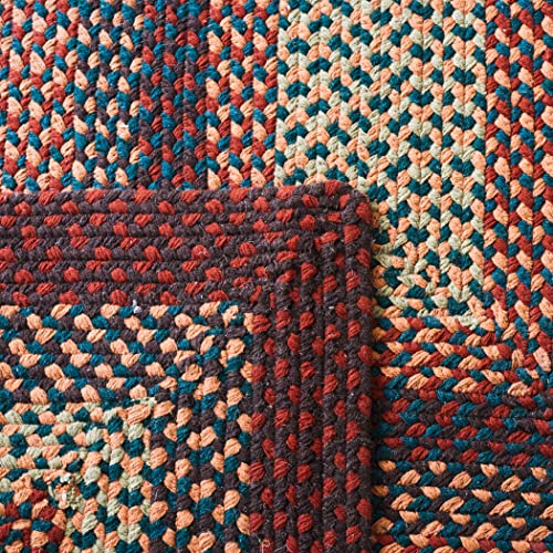 SAFAVIEH Braided Collection 6' Square Brown/Rust BRD651Z Flatweave Reversible Cotton Living Room Dining Bedroom Area Rug